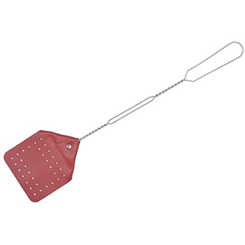 Amish Valley Products Leather Fly Swatter Handcrafted Wire Handle Flyswatter Choice of Color (Red)