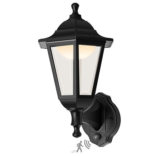 FUDESY Outdoor Porch Light Wall Lanterns - Motion Sensor, Exterior Waterproof Front Door Wall Sconce, Anti-Rust Black Plastic LED Lamp for Garage, Patio, House, Doorway