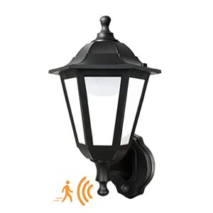 FUDESY Outdoor Porch Light Wall Lanterns - Motion Sensor, Exterior Waterproof Front Door Wall Sconce, Anti-Rust Black Plastic LED Lamp for Garage, Patio, House, Doorway