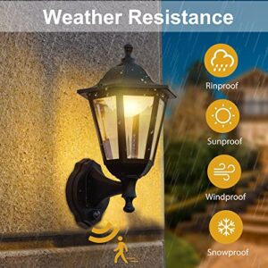 FUDESY Outdoor Porch Light Wall Lanterns - Motion Sensor, Exterior Waterproof Front Door Wall Sconce, Anti-Rust Black Plastic LED Lamp for Garage, Patio, House, Doorway