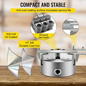 OrangeA K11-200 Lathe Chuck 8 Inch 3 Jaw,Self Centering Chuck Hardened Steel Jaws,Internal External Grinding for Lathe Drilling Milling Machine