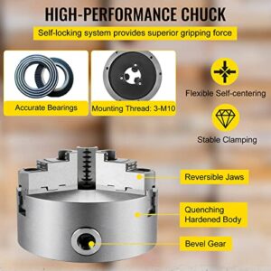 OrangeA K11-200 Lathe Chuck 8 Inch 3 Jaw,Self Centering Chuck Hardened Steel Jaws,Internal External Grinding for Lathe Drilling Milling Machine