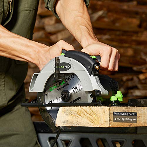 GALAX PRO 12A 5500RPM Corded Circular Saw with 7-1/4" Circular Saw Blade and Laser Guide Max Cutting Depth 2.45" (90°), 1.81" (45°) for Wood and Log Cutting