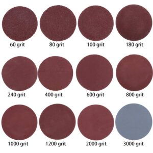 120 Pieces Sanding Discs Pad Hook and Loop Sandpaper Disc for Drill Grinder Rotary Tools, 12 Different Grits (60 to 3000 Grit, 10 Pieces Each Grit) (2 Inch)