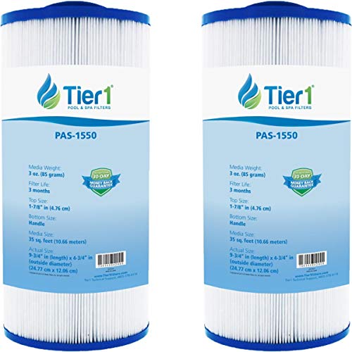 Tier1 Pool & Spa Filter Cartridge 2-pk | Replacement for Thermo Spas FL1009, Thermo Spas Healing Spa, Pleatco PTS35, Filbur FC-0187, Unicel C-4324 and More | 35 sq ft Pleated Fabric Filter