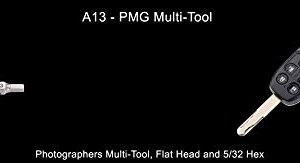 A13 Photographers Multi-Tool For Digital Camera, Tripods and Brackets, Bags, 5/32 (4mm) Allen Wrench Hex and Flat Head Key Chain Tool