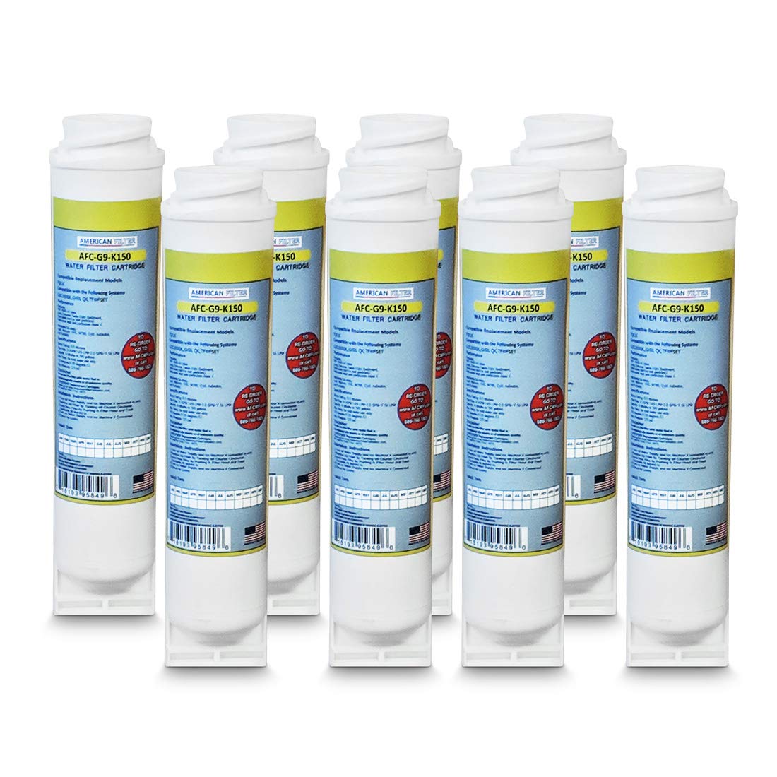 8 - Pack AFC Brand, Water Filter, Model # AFC-G9-K15, Compatible with GE (R) FQK1K Filters