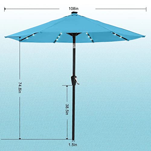 ABCCANOPY Durable Solar Led Patio Umbrellas with 32LED Lights 9FT (Turquoise)