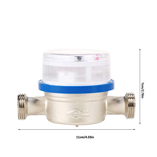 Dry Water Meter 15mm 1/2" Single Water Flow Table Measuring Tools for Home Garden Boundary Flow 0.05m3 / h