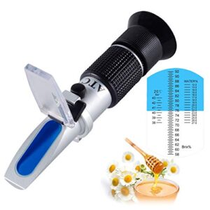 honey refractometer with atc - tiaoyeer refractometer for honey moisture, brix and baume, 58-90% brix scale range honey moisture tester (honey refractometer)