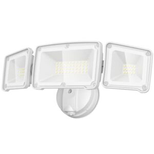 lepower 3500lm dusk to dawn led security lights outdoor, 35w outdoor flood light with photocell, 5500k, ip65 waterproof 3 head exterior light for garage, patio, yard