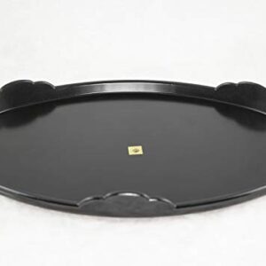 10.5" Oval Japanese Lacquer Stand Base for Vase, Statue, Ikebana, Bonsai - Black