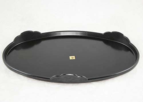 10.5" Oval Japanese Lacquer Stand Base for Vase, Statue, Ikebana, Bonsai - Black