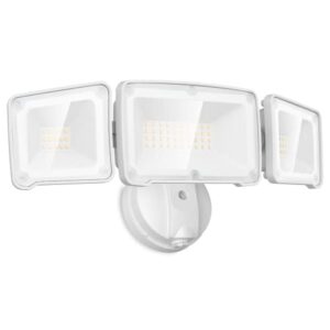 lepower 3500lm dusk to dawn flood light outdoor,35w led flood light, outdoor security lights with photocell, 3200k, ip65 waterproof, 3 head, exterior flood lights for garden, garage, house, backyard