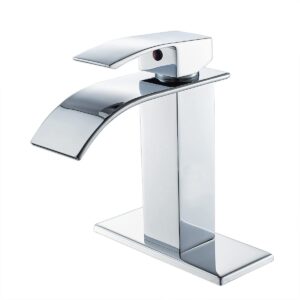 voton bathroom chrome faucet for sink single handle 1 hole with 3 hole deck plate, rv lavatory vessel faucet