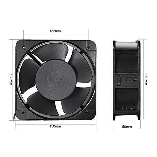 uxcell Cooling Fan 150mm x 150mm x 50mm FP-108EX-S1-B AC 220V-240V 0.22A Dual Ball Bearings