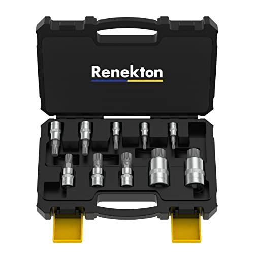 Renekton Triple Square Spline Bit Socket Set XZN,Tamper Proof,1/2" 3/8" 1/4" Drive,M4 - M18,S2 Steel,10 Pieces