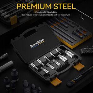 Renekton Triple Square Spline Bit Socket Set XZN,Tamper Proof,1/2" 3/8" 1/4" Drive,M4 - M18,S2 Steel,10 Pieces