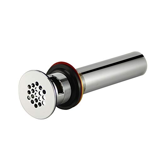 Purelux Grid Drain Strainer Assembly with Overflow for Bathroom Sink, Made of Brass Chrome Finish