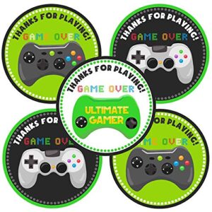 video games thank you sticker labels by adore by nat - birthday goodie bags party favors envelope seals - set of 30