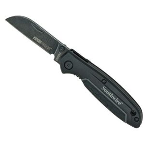 southwire cspkd2 edgeforce pocket knife, 2.58" blade, d2 steel, stonewash black oxide finish for corrosion resistance- straight blade ideal for splicing