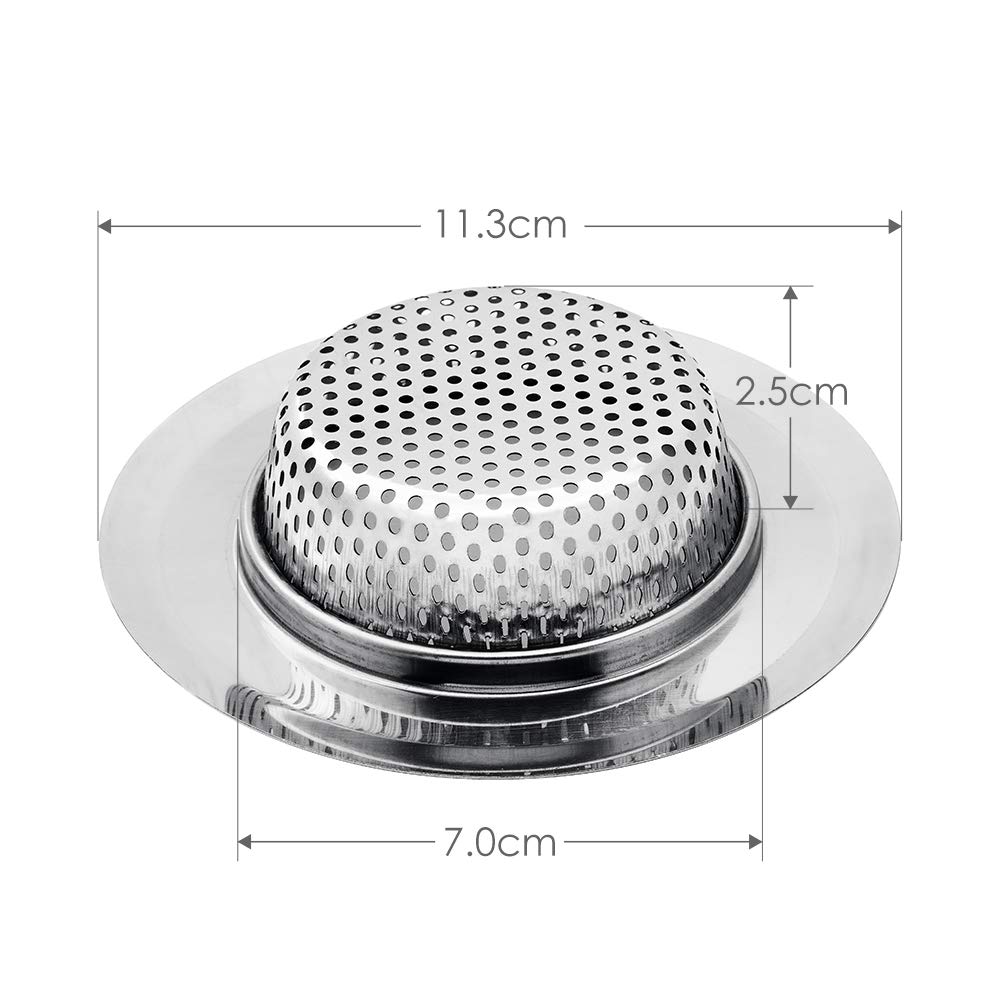 Kitchen Sink Strainer Basket Drain Catcher (2-pack) - 4.5” Diameter, Wide Rim, Premium Stainless Steel Sink Disposal Stopper, Anti-Clogging Micro-Perforation 2mm Holes Basket Drains Sieve - Rust Free