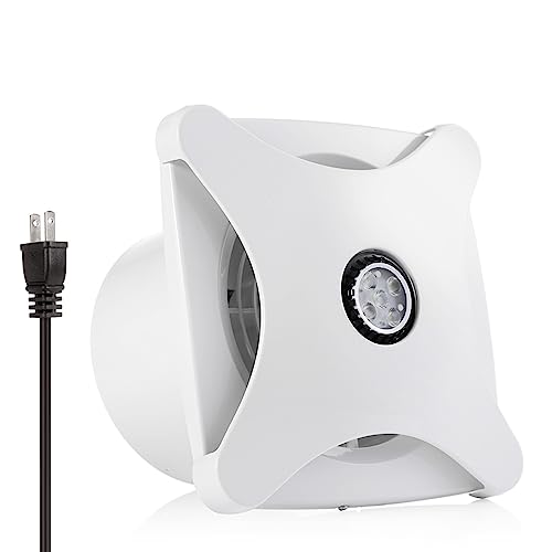 HG Power Bathroom Exhaust Fan, 6 Inch Extractor Fan with LED Light Garage Ventilation Fan for Kitchen Bedroom Office Ceiling & Wall Mount