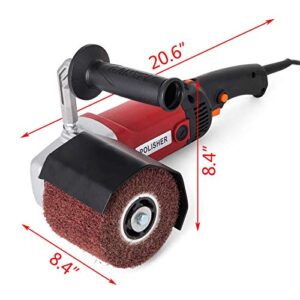 VEVOR Surface Conditioning Tool, 1200W Handheld Stainless Steel Polisher, 6 Variable Speed Metal Burnishing Machine with 4 Polishing Wheels