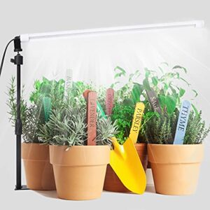 jcbritw desktop led grow light bar t8 2ft plant growing lamp on stand for indoor plants white full spectrum adjustable tabletop plant light for seed starting, seedlings, veg, flower