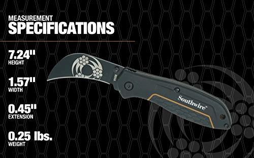 Southwire - 65029440 Tools & Equipment HBKN Hawk Bill Pocket Knife, 2.6" blade, 8CR13MOV Stainless Steel- curved blade for pull cuts and splicing