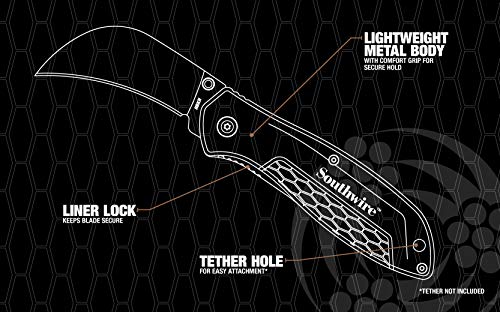 Southwire - 65029440 Tools & Equipment HBKN Hawk Bill Pocket Knife, 2.6" blade, 8CR13MOV Stainless Steel- curved blade for pull cuts and splicing