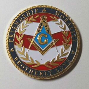 Masonic Freemason Friendship Morality Brotherly Love - United States Freemason Military Veteran Colorized Challenge Art Coin