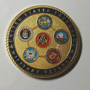 Masonic Freemason Friendship Morality Brotherly Love - United States Freemason Military Veteran Colorized Challenge Art Coin