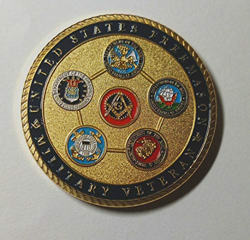 Masonic Freemason Friendship Morality Brotherly Love - United States Freemason Military Veteran Colorized Challenge Art Coin