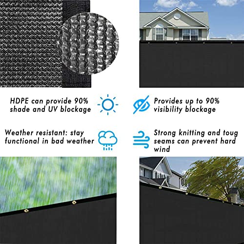 UPGRADE Privacy Screen Fence 4' x 50' Commercial Shade Cover with Brass Grommets Heavy Duty Perfect for Outdoor Back Yard-Black, Customizable