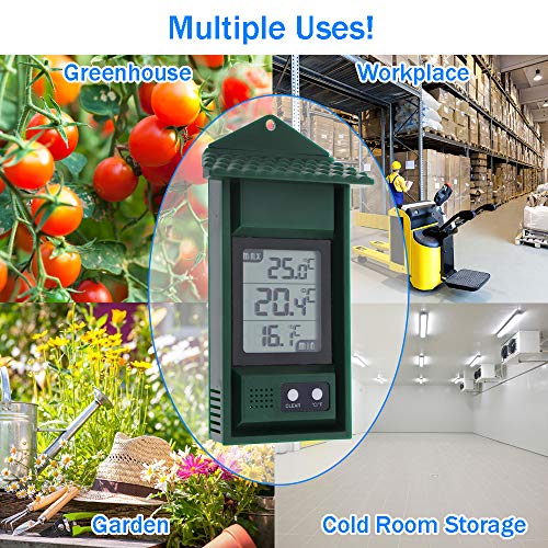 Digital Greenhouse Thermometer – Max Min Thermometer to Monitor High and Low Temperatures in a Greenhouse – Hi Lo Temperature Recording Thermometer Greenhouse Accessories