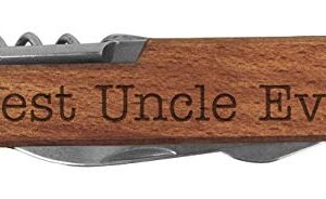 Uncle Pocket Knife Best Uncle Ever Laser Engraved Dark Wood 6 Function Multitool Pocket Knife