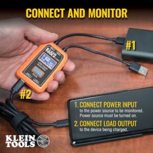 Klein Tools ET920 USB Power Meter, USB-A and USB-C Digital Meter for Voltage, Current, Capacity, Energy and Resistance