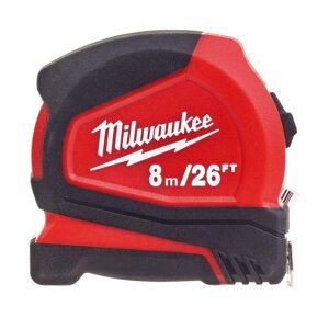 milwaukee 4932459596 8m/26ft pro compact tape measure, red