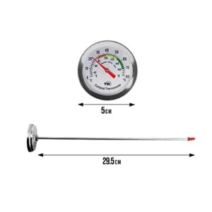 Compost Thermometer Stainless Steel Dial - Ideal Composting Soil Thermometer with 50MM Diameter C and F Dial and 295MM Compost Temperature Gauge Probe