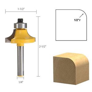 1/4-Inch Shank Roundover Edging Router Bit Set, Woodworking Milling Cutter Tools Corner Rounding Edge-Forming Bit Set 1/8", 1/4", 3/8", 1/2" Radius (4 Pack)