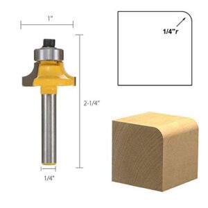 1/4-Inch Shank Roundover Edging Router Bit Set, Woodworking Milling Cutter Tools Corner Rounding Edge-Forming Bit Set 1/8", 1/4", 3/8", 1/2" Radius (4 Pack)