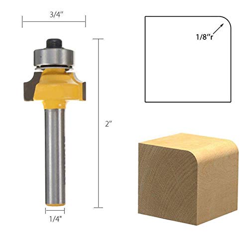 1/4-Inch Shank Roundover Edging Router Bit Set, Woodworking Milling Cutter Tools Corner Rounding Edge-Forming Bit Set 1/8", 1/4", 3/8", 1/2" Radius (4 Pack)