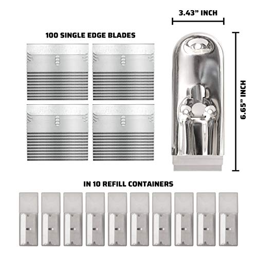 Fixson Razor Blade Scraper Tool, with 100 Replacement Blades, and Scraper Tool, Single Edge Blades Box Cutter for Glass Scraper (100 PCS)