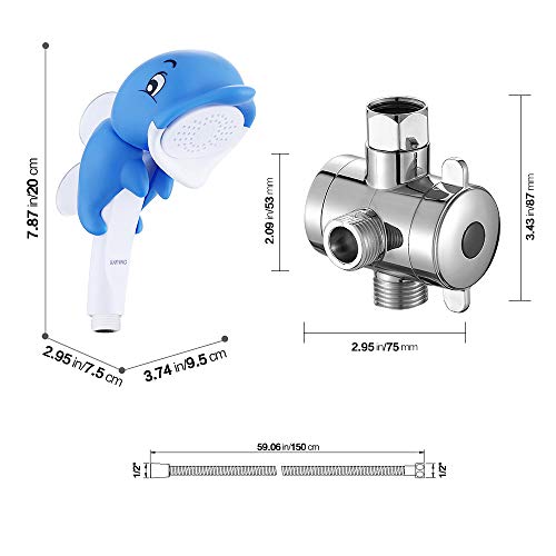 KAIYING Children's Handheld Shower Head,Cartoon Water Flow Spray Shower Head Baby Kids Toddler Bath Accessories (O:Showerhead(Dollie)+Hose+Diverter)