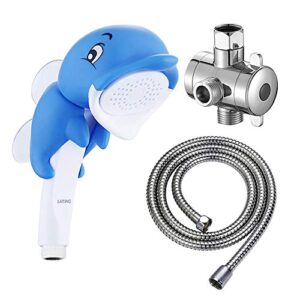 kaiying children's handheld shower head,cartoon water flow spray shower head baby kids toddler bath accessories (o:showerhead(dollie)+hose+diverter)