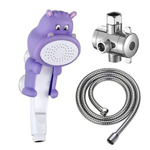 kaiying children's handheld shower head,cartoon water flow spray shower head baby kids toddler bath bathing accessories (k:showerhead(hippie)+hose+diverter)