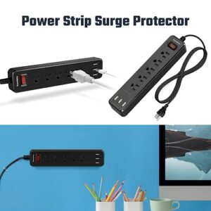 Power Strip, SUPERDANNY 5-Outlet Surge Protector, 3 USB Ports, 4.5 Ft Extension Cord, 900 Joules, Mountable, Overload Switch, Protected Indicator Light, Multiple Protections for Home Office, Black