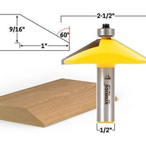 YONICO Router Bits Bevel Edge Forming 60 Degree 1/2-Inch Shank 13918