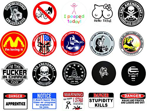 20 pcs Funny Welder Sticker Pack - Welding Stickers and Decals, for Your Hood, Car Bumper, Hard Hat, Toolbox, Laptop, Window - 2 inches, Cut with Thin White Border